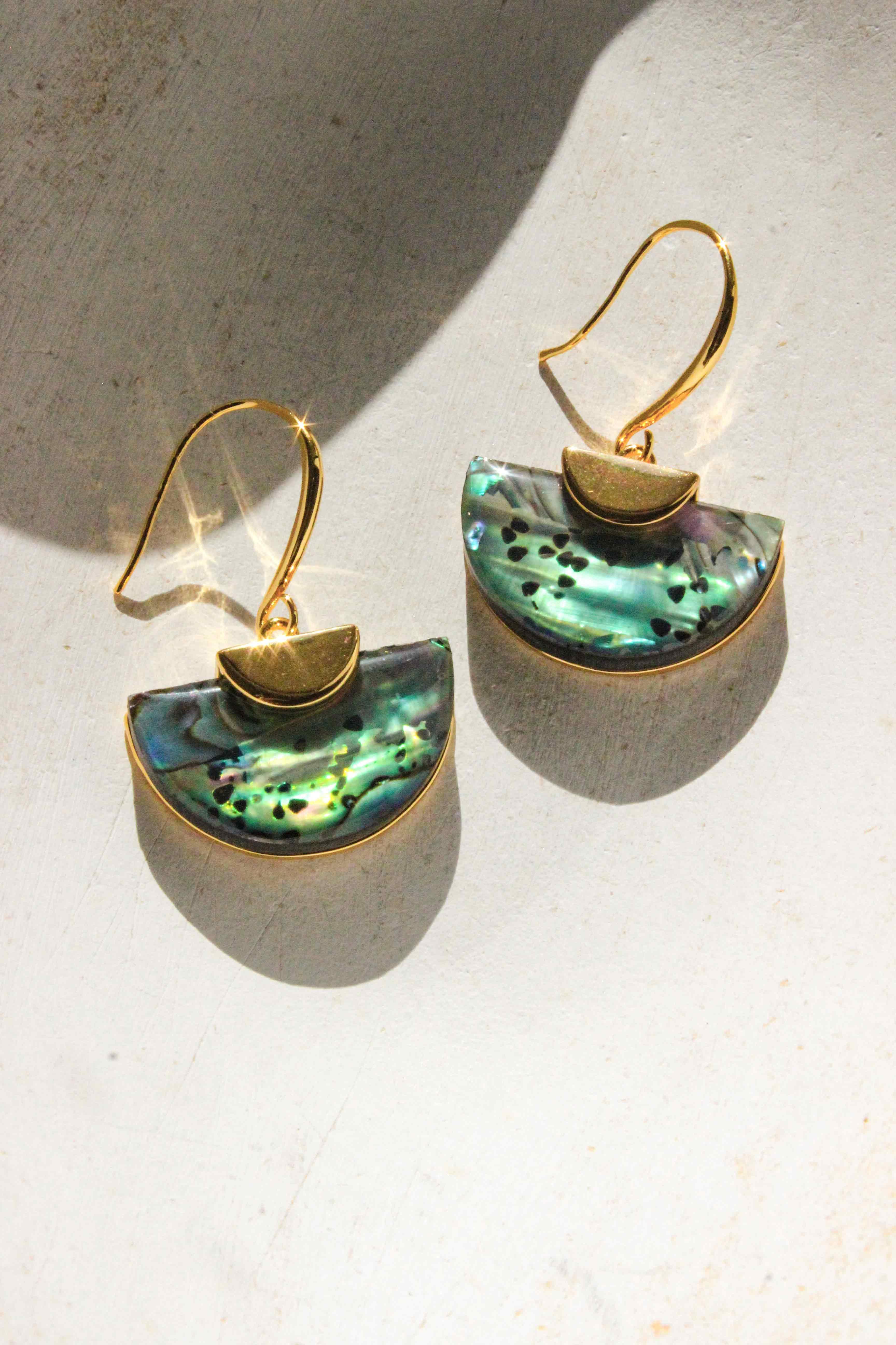Paua Shell Earrings | Abalone shell 18k Gold Plated Earrings – Complete ...