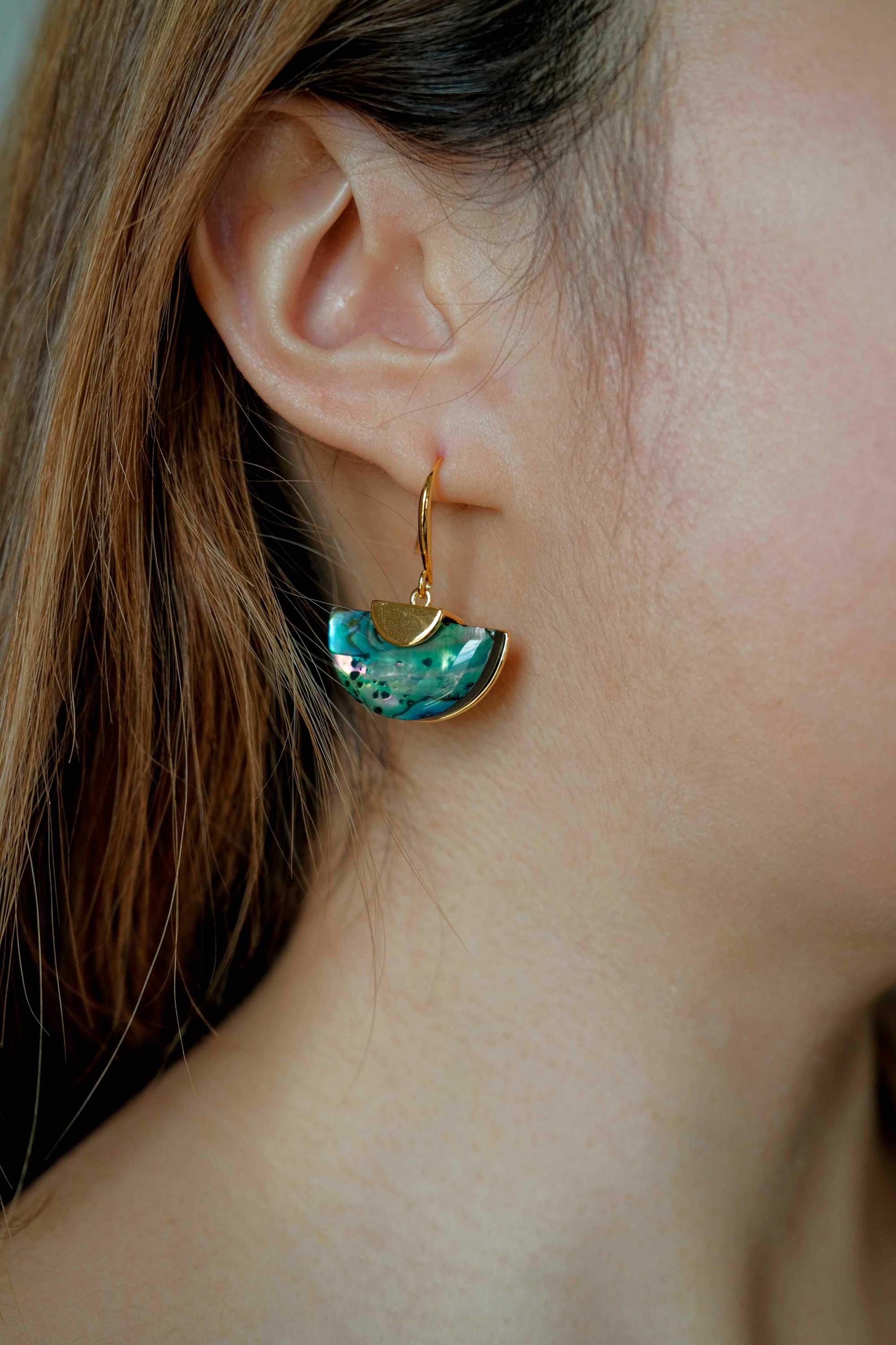 Paua Shell Earrings | Abalone shell 18k Gold Plated Earrings – Complete ...