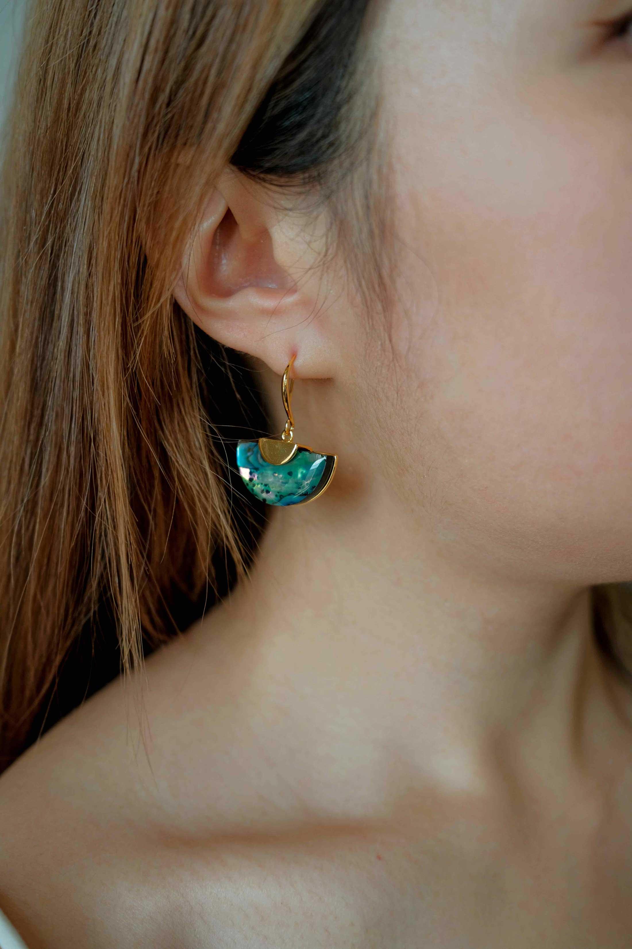 Paua Shell Earrings | Abalone shell 18k Gold Plated Earrings – Complete ...